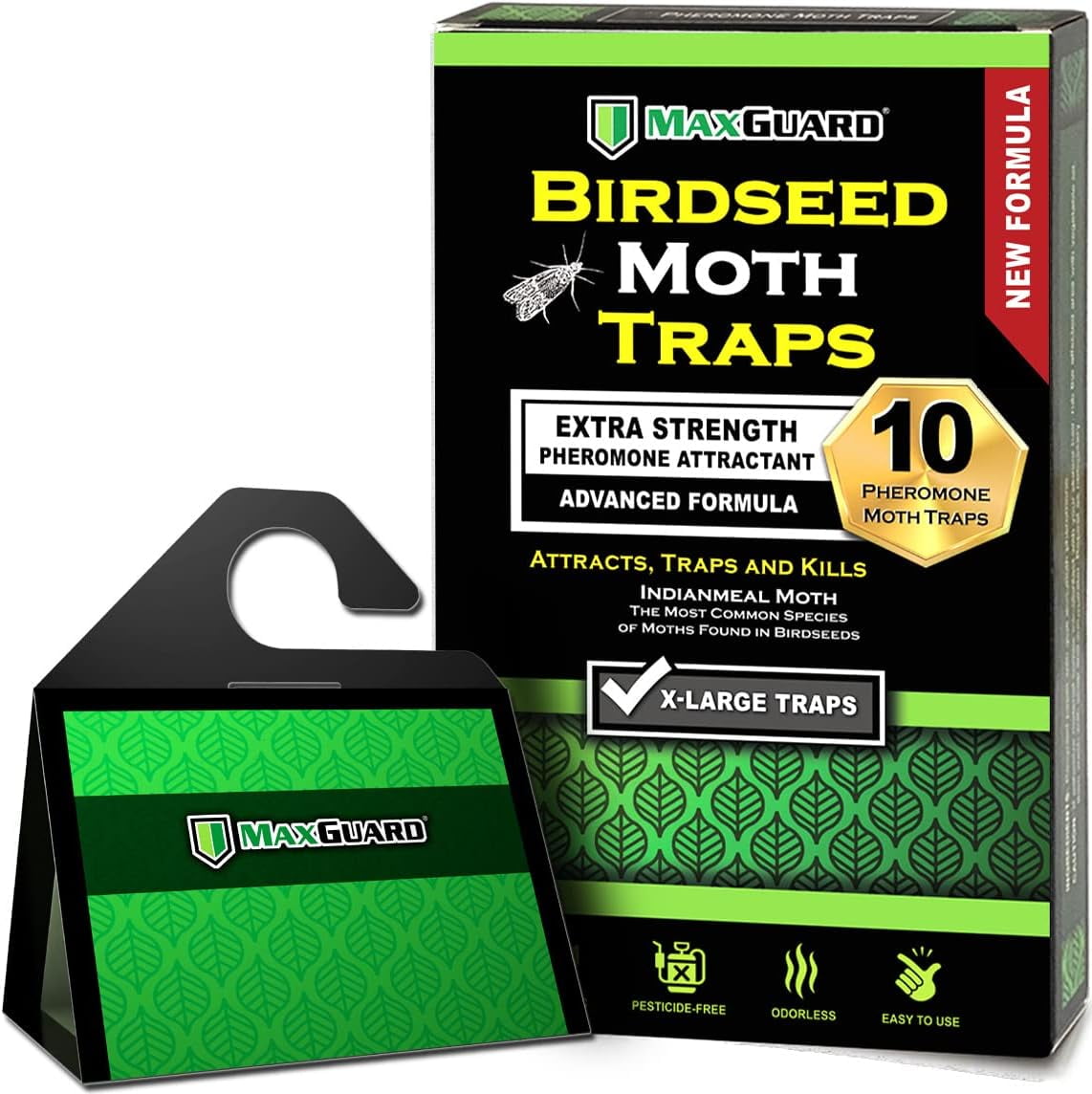 Birdseed Pantry Moth Traps (10 XL Pack) Extra Strength Pheromones | Non ...