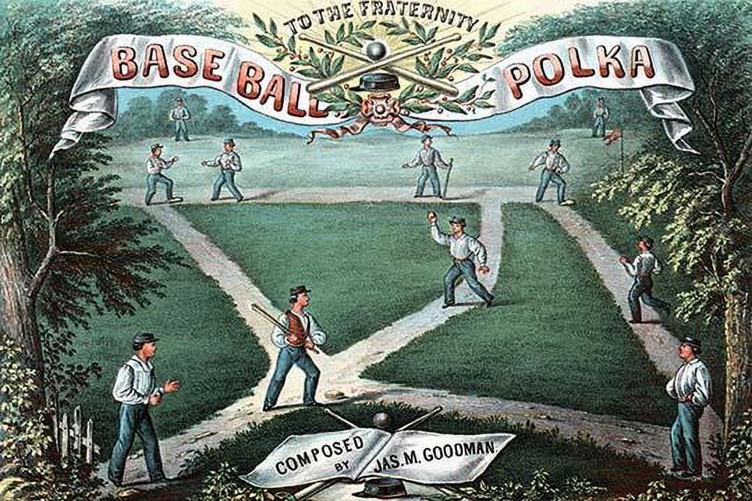 Birdseye view of a baseball game on a Music Sheet Poster Print (18 x 24 ...