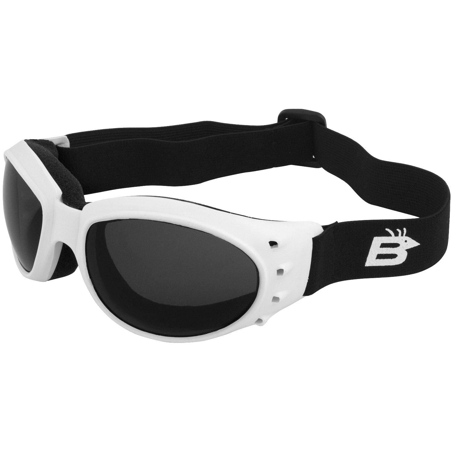 Birdz Eyewear Eagle Padded Motorcycle Riding Goggles White Frame Anti ...