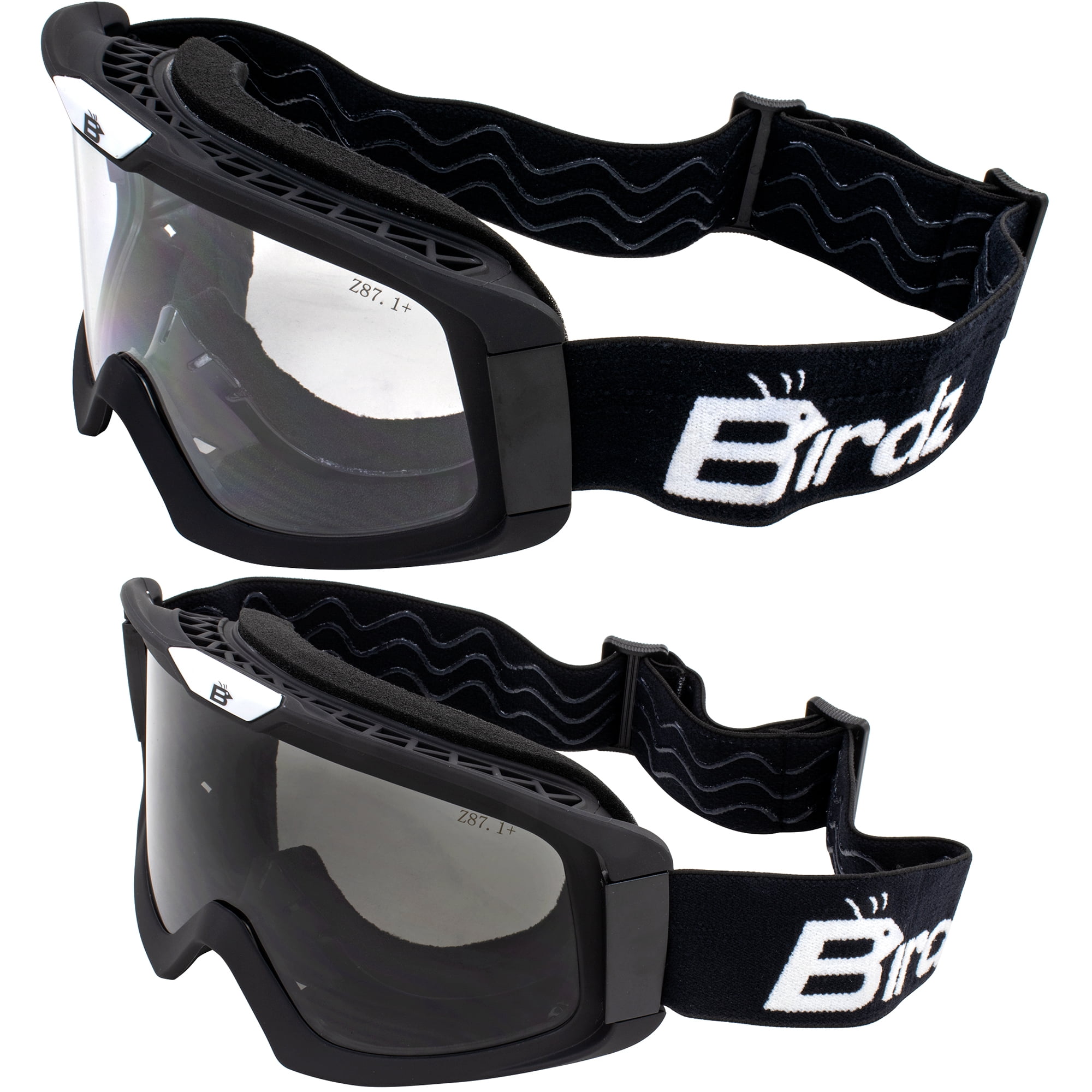 Birdz Eyewear Pelican 2 Pairs Motorcycle Safety Goggles Fitover Black ...