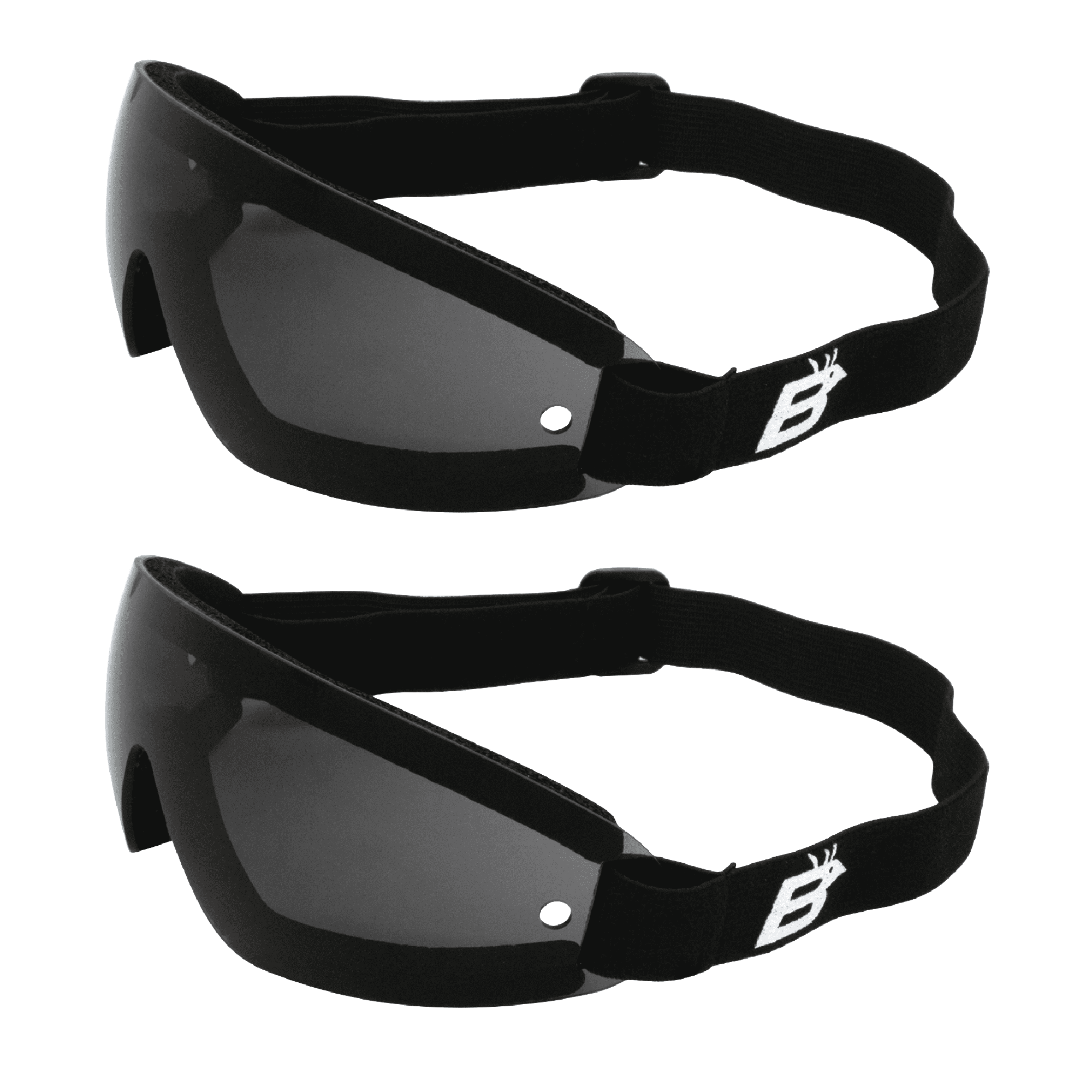 Birdz Eyewear Wing Skydiving & Sports Padded Riding Goggles Black Frame Smoke Lenses 2 Pair ...