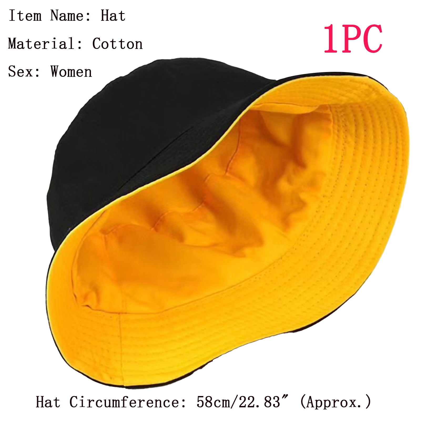 Birinta 1PC Bucket Hat Sun Block Reversible Design Cotton Bucket Solid ...