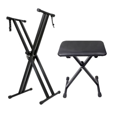 Keyboard & Bench Set, 2024 Upgrade Heavy Duty Double-X Keyboard Stand ...