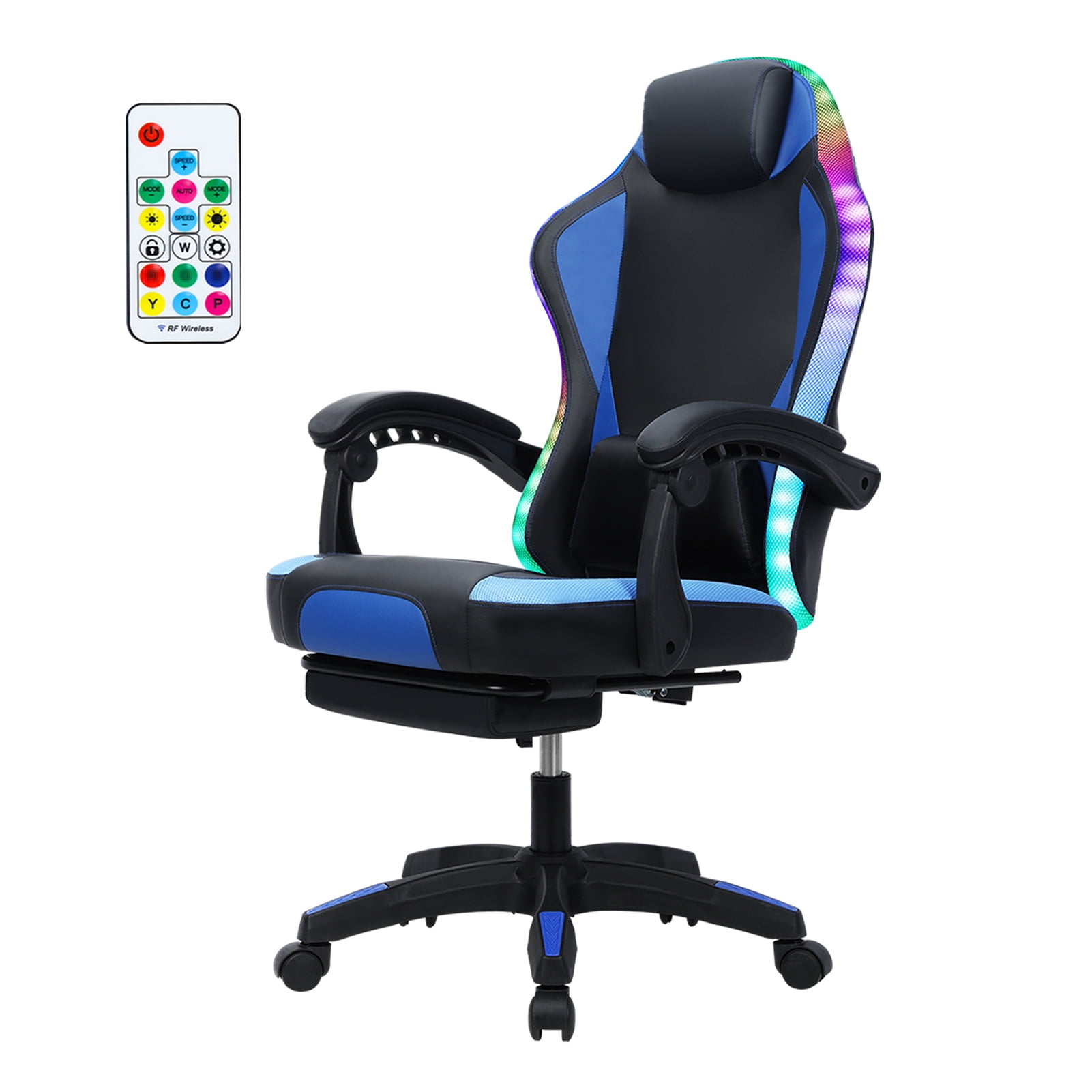 Birinta Ergonomic Massage Computer Chair with Footrest, LED Light, High ...