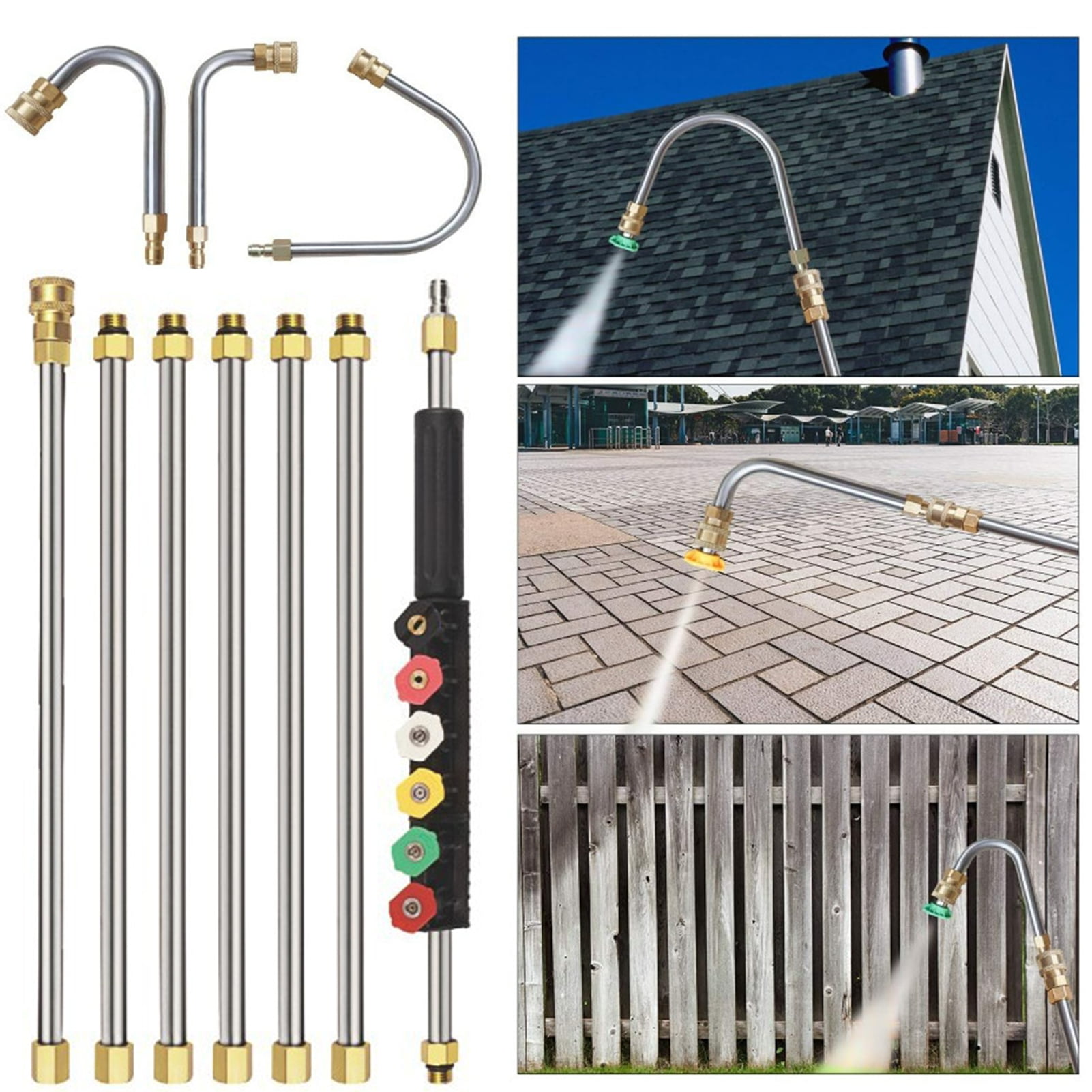 Birinta Gutter Cleaning Tool Kit with 6 Nozzles, Telescoping Wand ...