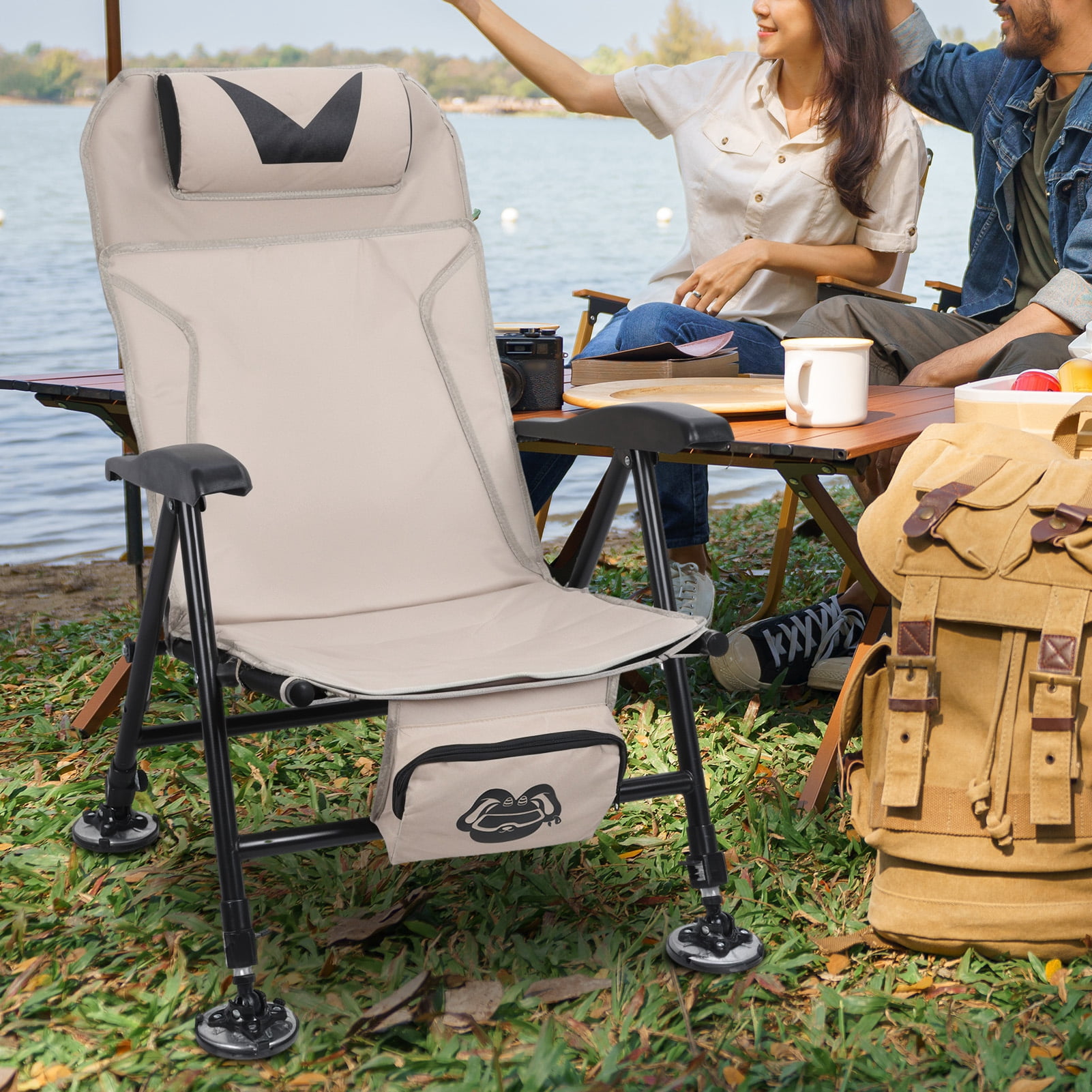 Birinta Heavy-Duty Foldable Fishing Chair – Portable Outdoor Recliner ...