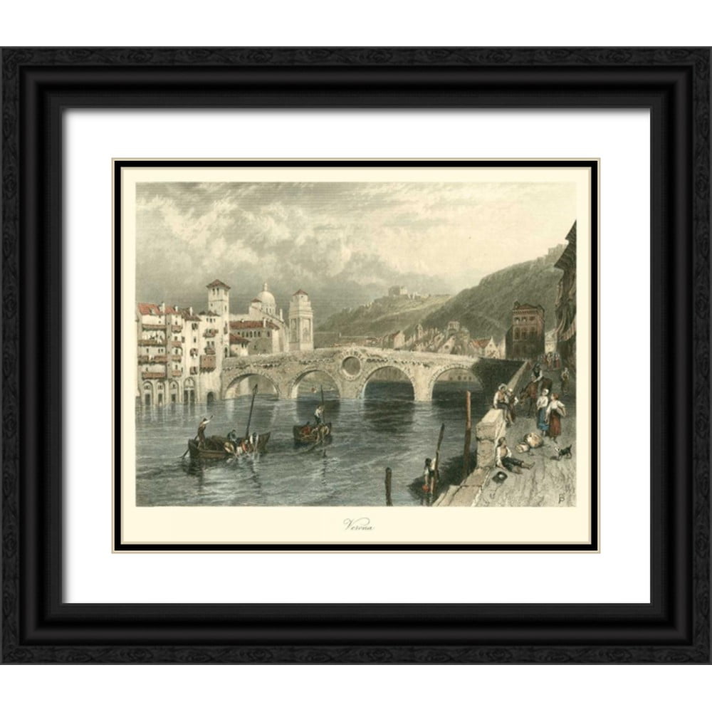 Birke/Foster 14x12 Black Ornate Wood Framed with Double Matting Museum ...