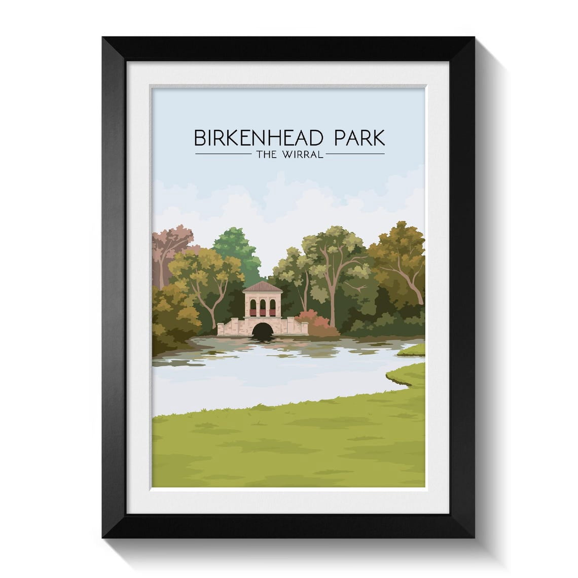 Birkenhead Park Poster, The Wirrall Travel Print, Merseyside Wall Art ...
