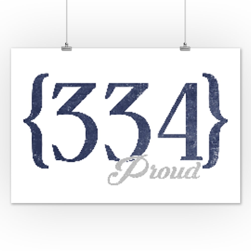 Birmingham, Alabama - 334 Area Code (Blue) - Lantern Press Artwork ...