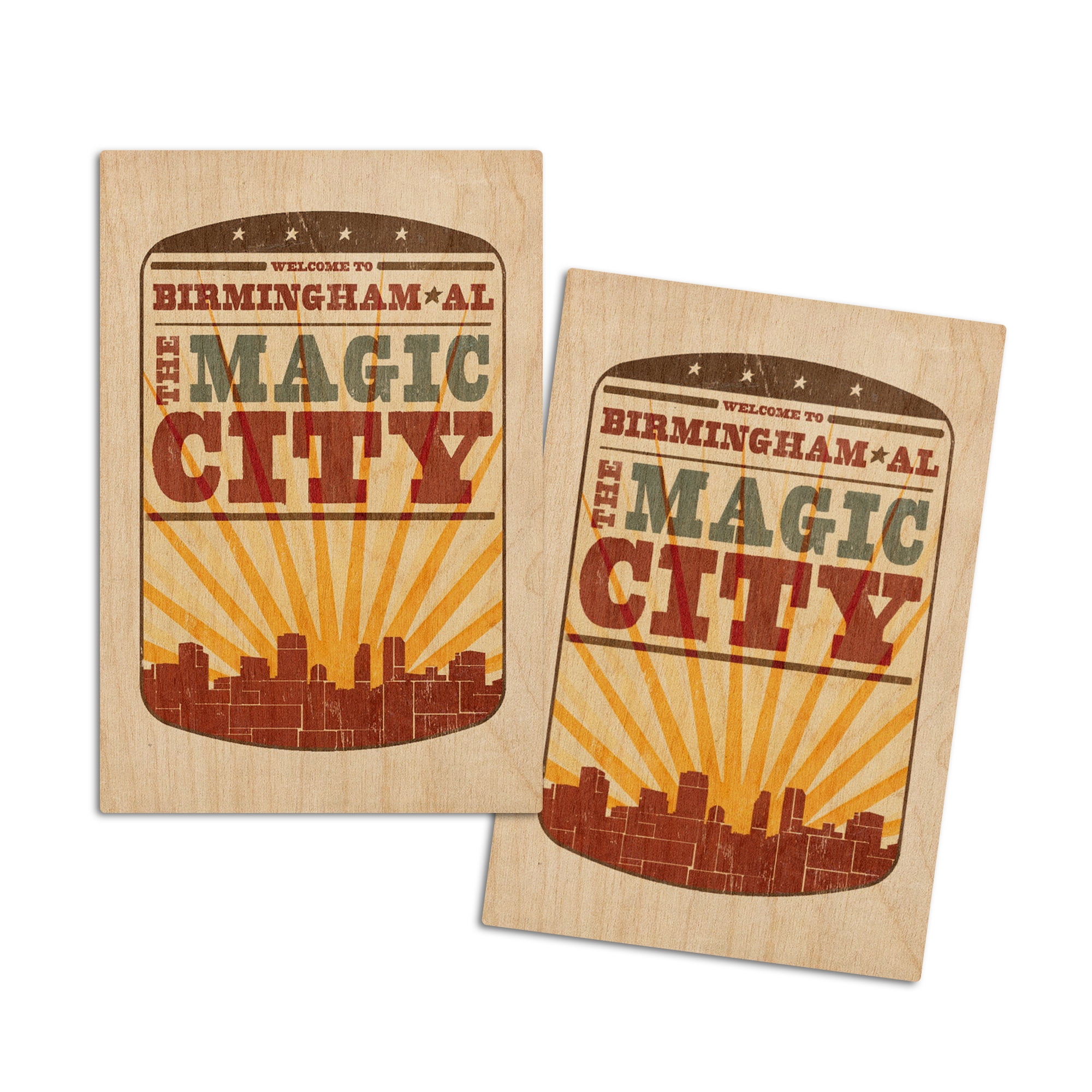 Birmingham, Alabama, Skyline and Sunburst Screenprint Style, Magic City ...