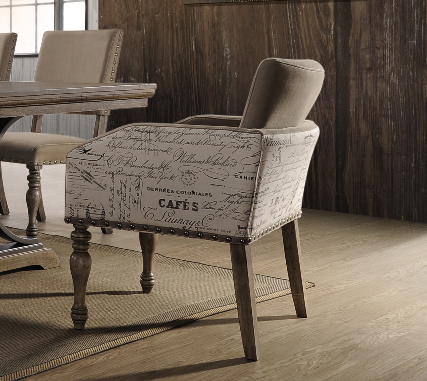 Birmingham Driftwood Arm Chairs, Set of 2 - Script Print Dining Chairs ...