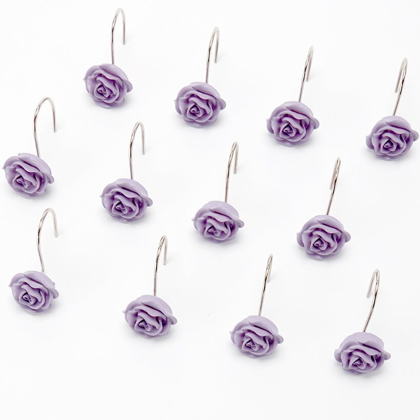 Birmingham Floral Set of 12 Hooks - Decorative Shower Hooks with ...
