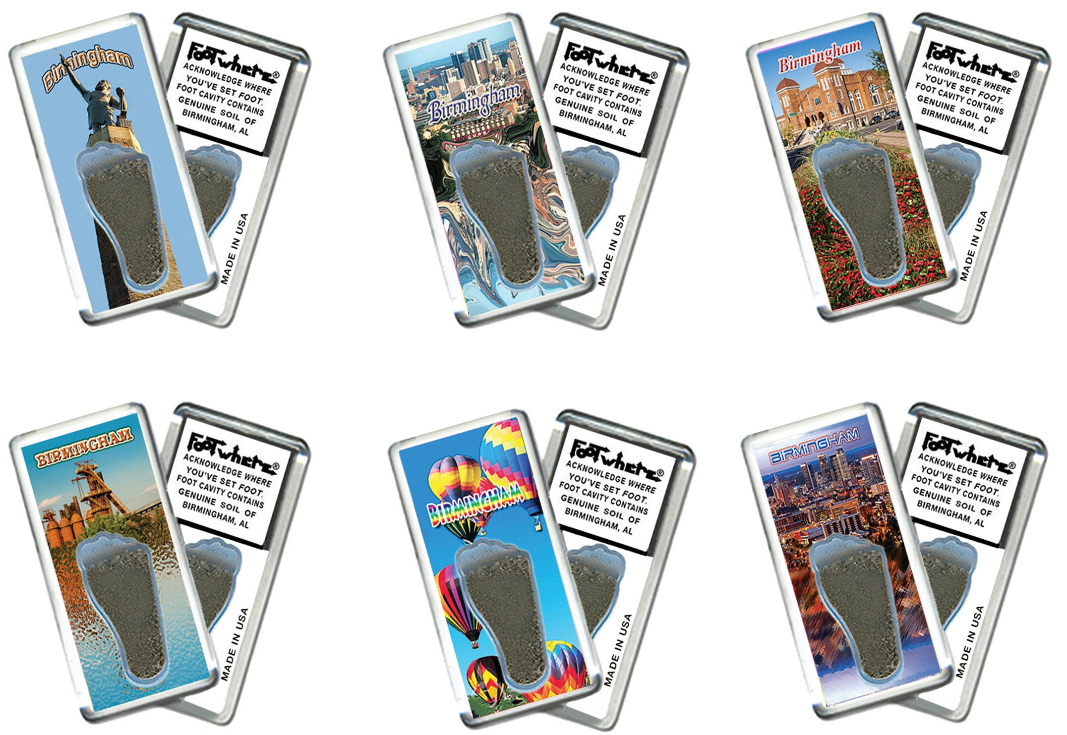 Birmingham FootWhere Souvenir Fridge Magnets. 6 Piece Set. (BHM200 ...