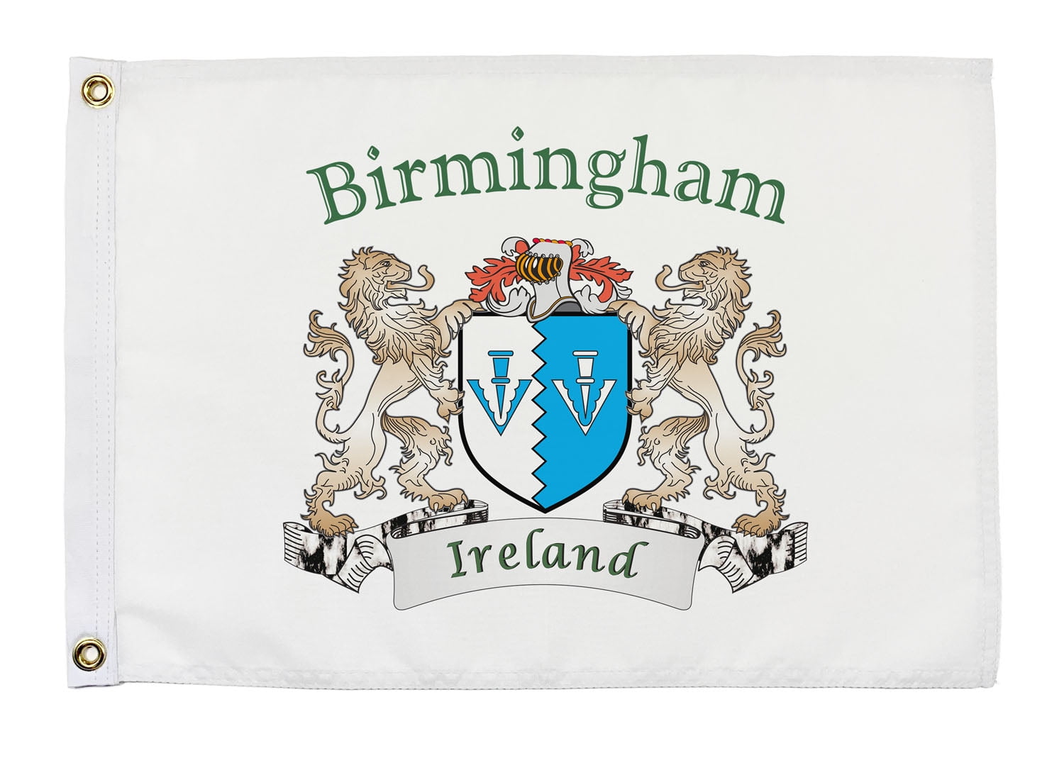 Birmingham Irish Coat of Arms Small White Flag - 16"x10.5" inches ...