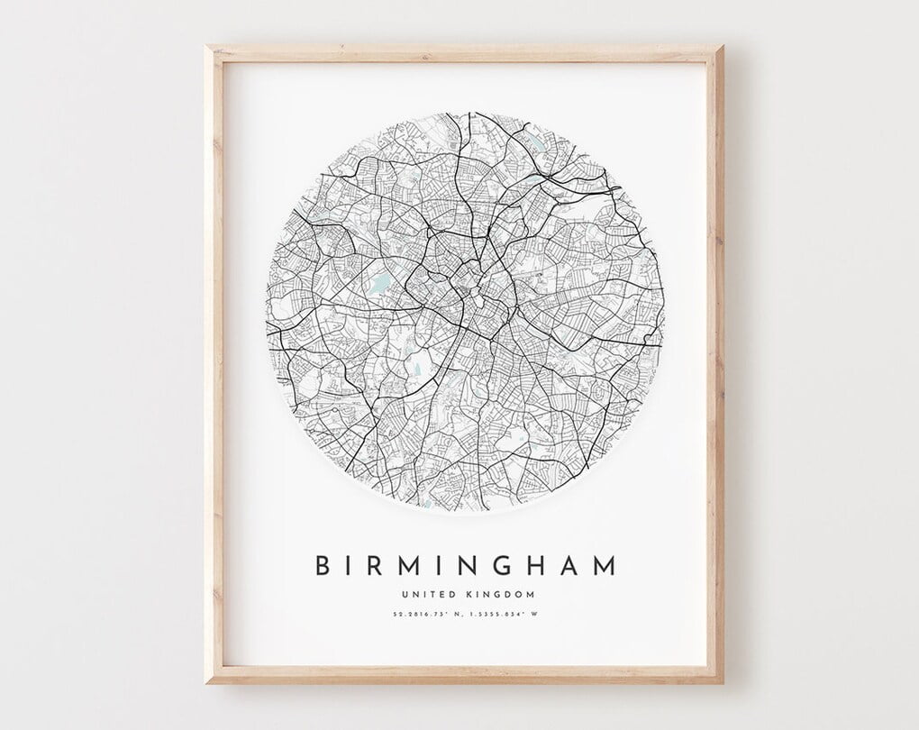 Birmingham Map Print, Birmingham Map Poster City Wall Art, Birmingham ...