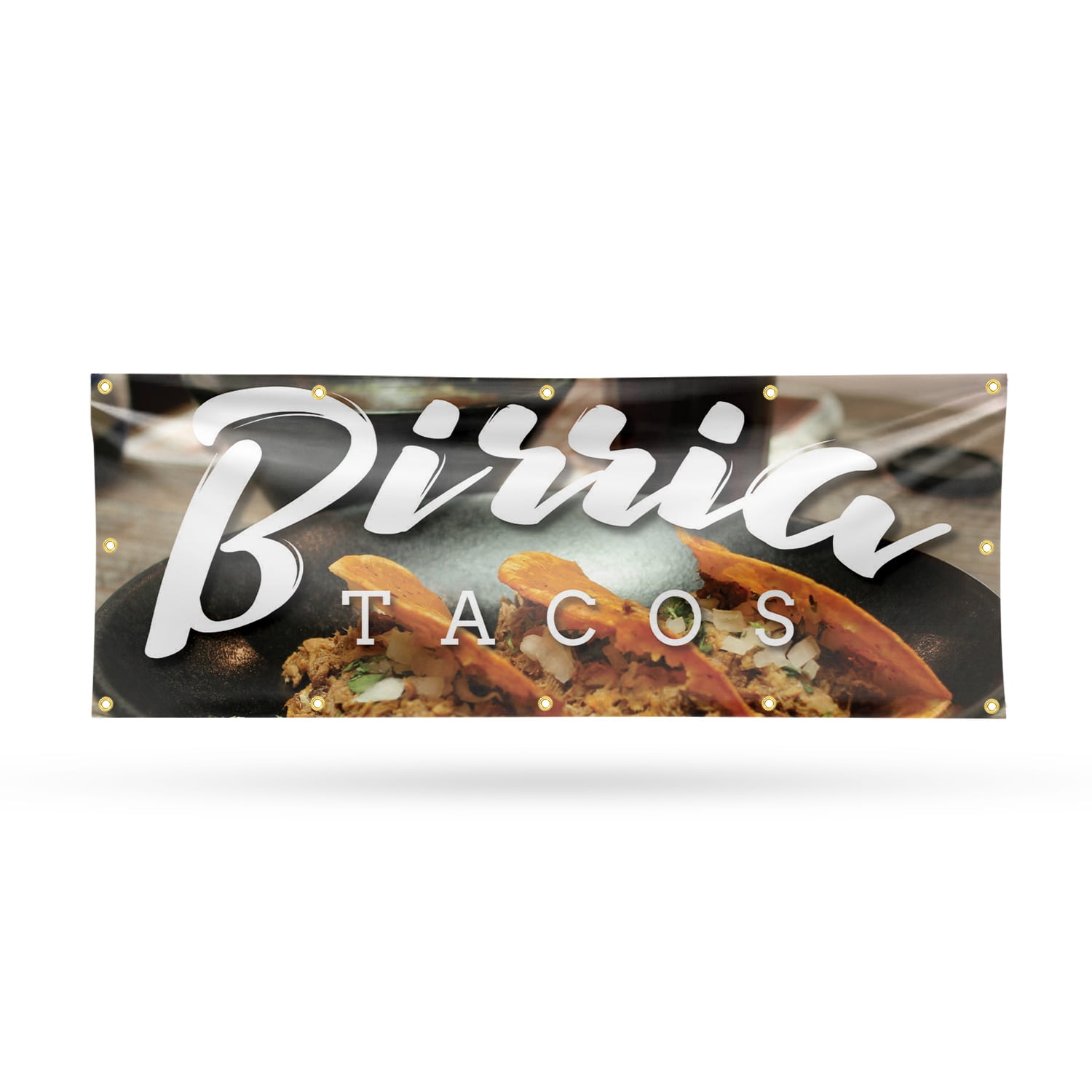 Birria Tacos Banner Sign 48 Inch x 96 Inch | 13 oz Vinyl with Metal ...