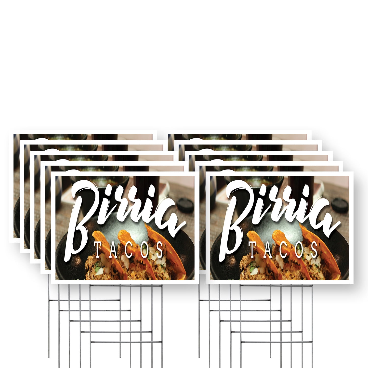 Birria Tacos Yard Sign 10 Pack of 12 Inch x 16 Inch Double Sided ...