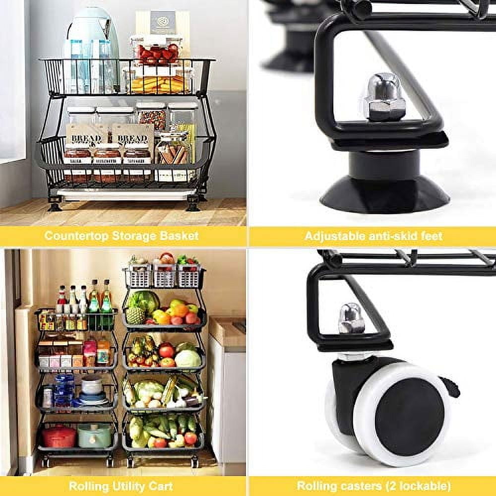 Birsppy IKESOMUE 5 Tier Rolling Vegetable Cart Fruit Organizer Stand ...
