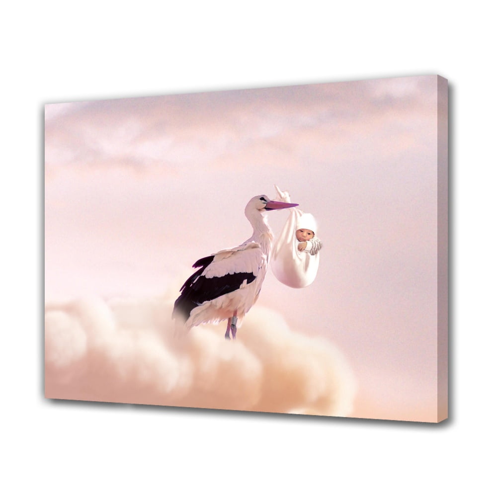 Birth Baby Stork Canvas Poster Bedroom Decor Sports Landscape Office ...