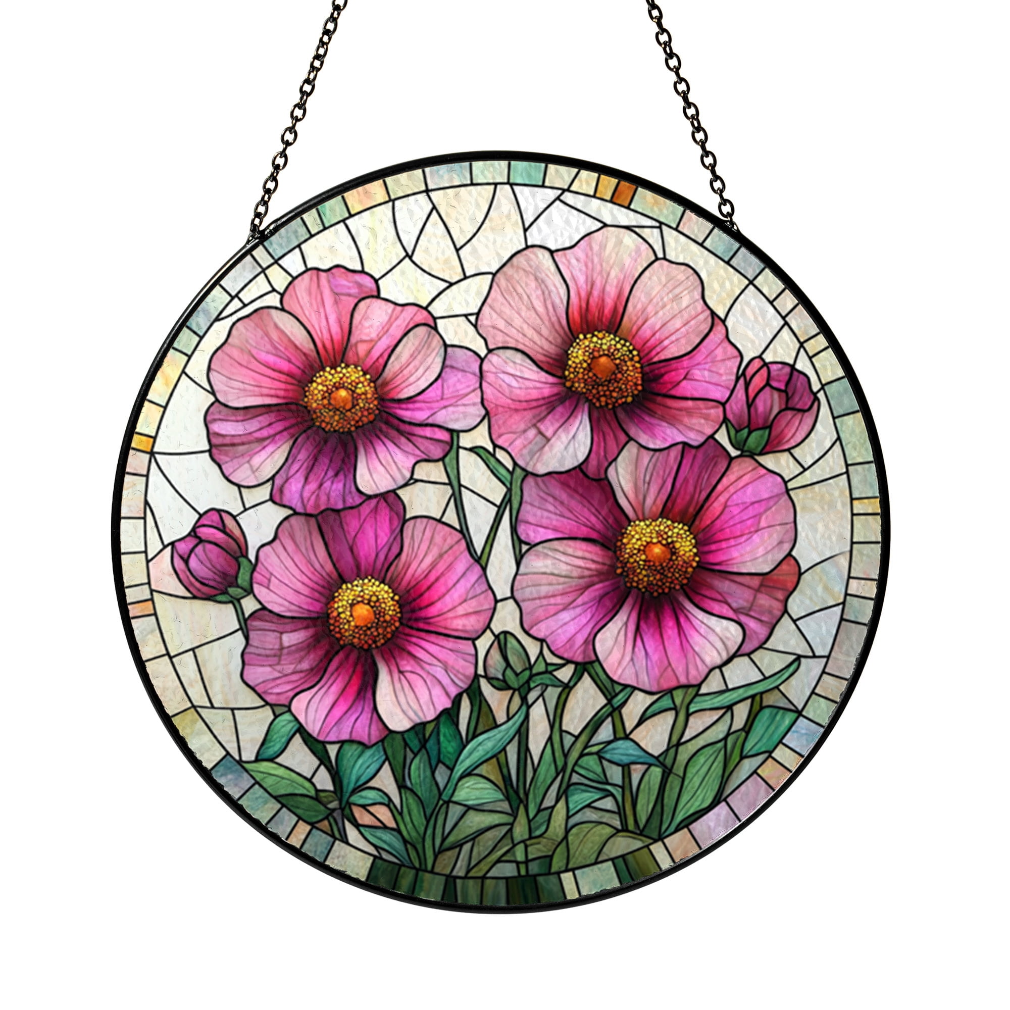 Birth Flower Botanical Stained Glass Suncatcher Window Hanging Decor ...
