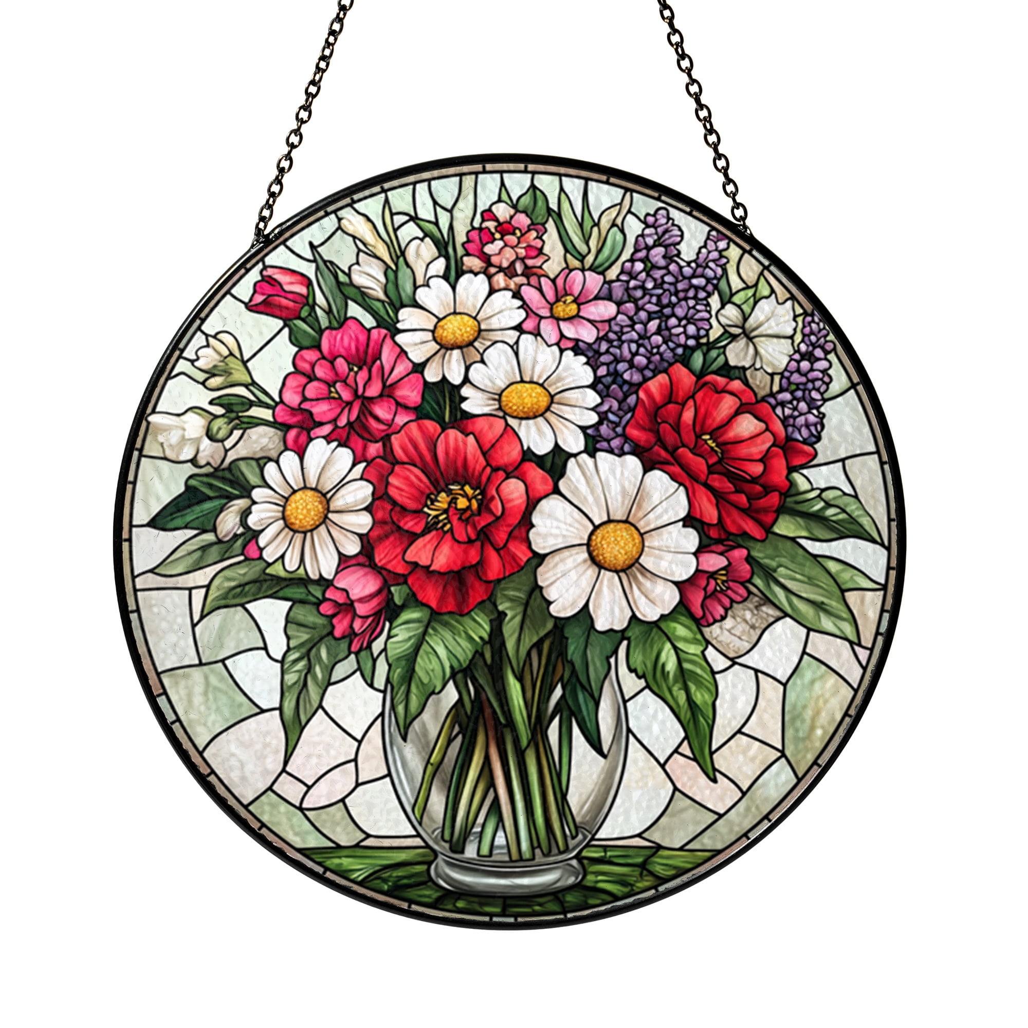 Birth Flower Garden Style Stained Glass Suncatcher Window Decor ...