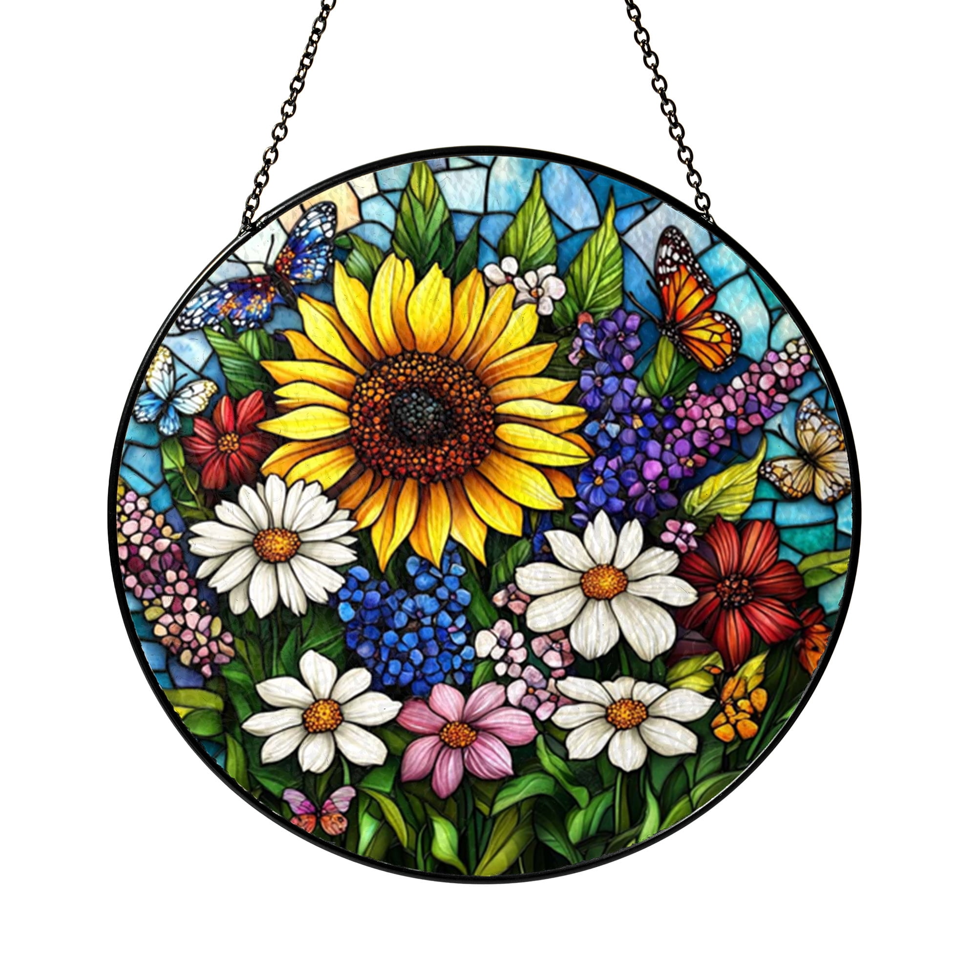 Birth Flower Garden Window Hanging, Stained Glass Style Floral ...