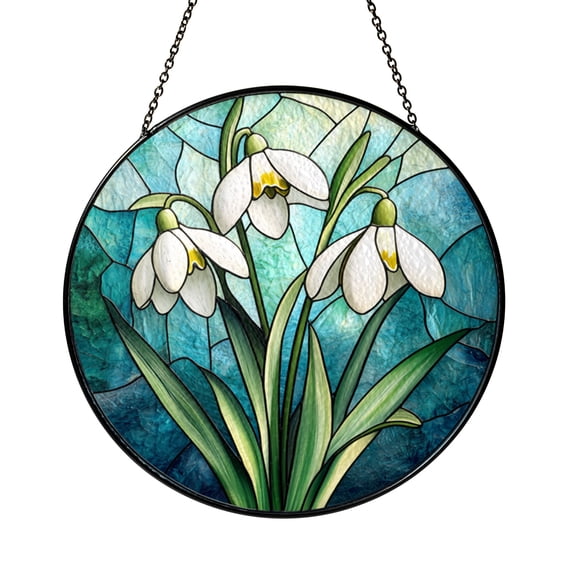 Birth Flower Glass Suncatcher Window Decor, Stained Glass Effect ...