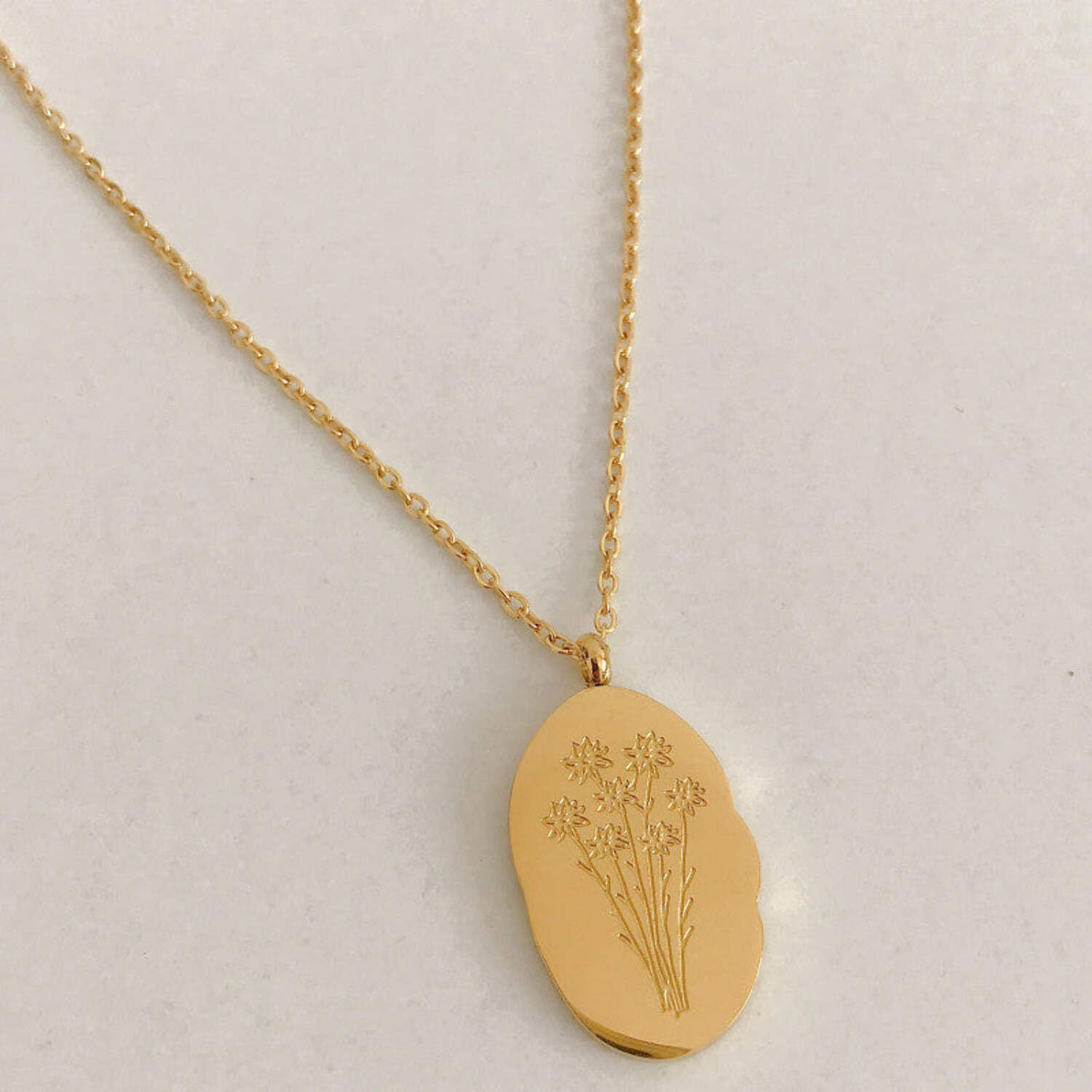 Birth Flower Necklace - Irregular Titanium Steel Pendant, O-Shaped ...