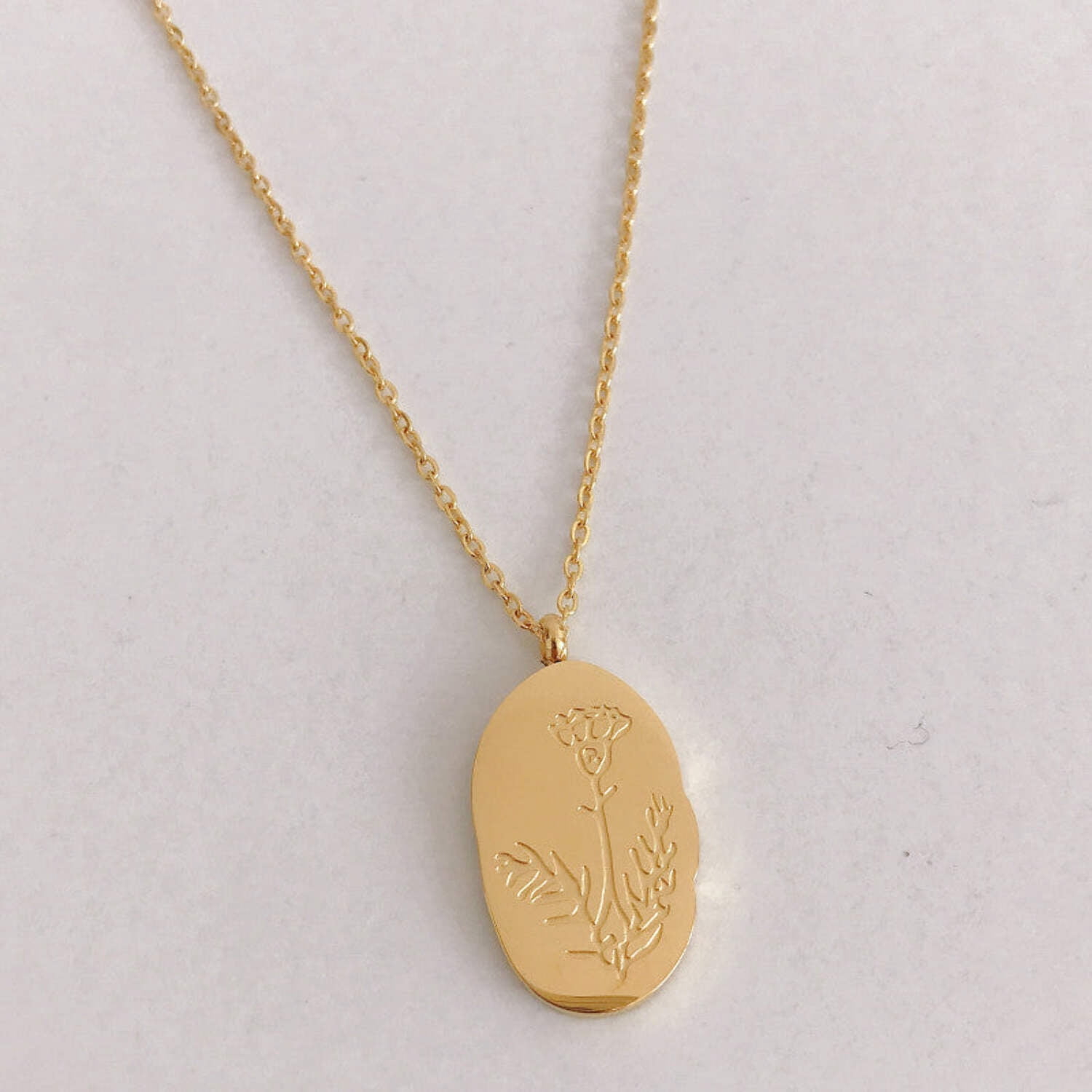 Birth Flower Necklace - Irregular Titanium Steel Pendant, O-Shaped ...