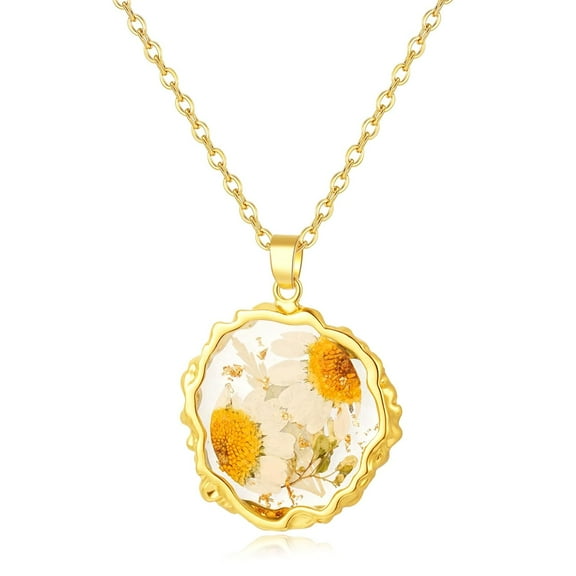 Aliravine Real Pressed Flower Necklace for Women, Handmade Floral ...