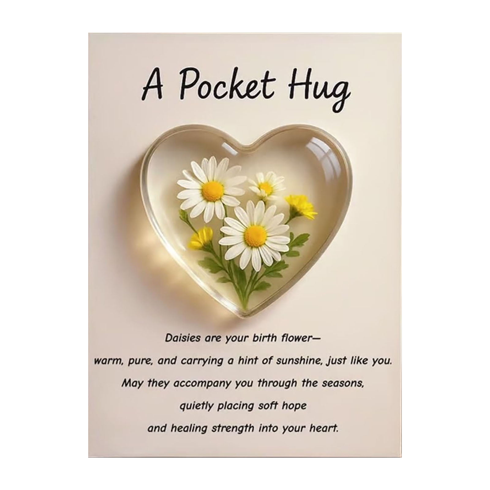 Birth Flower Pocket Hug Gift, Monthly Flower,Heart-Shaped Mini Keepsake ...