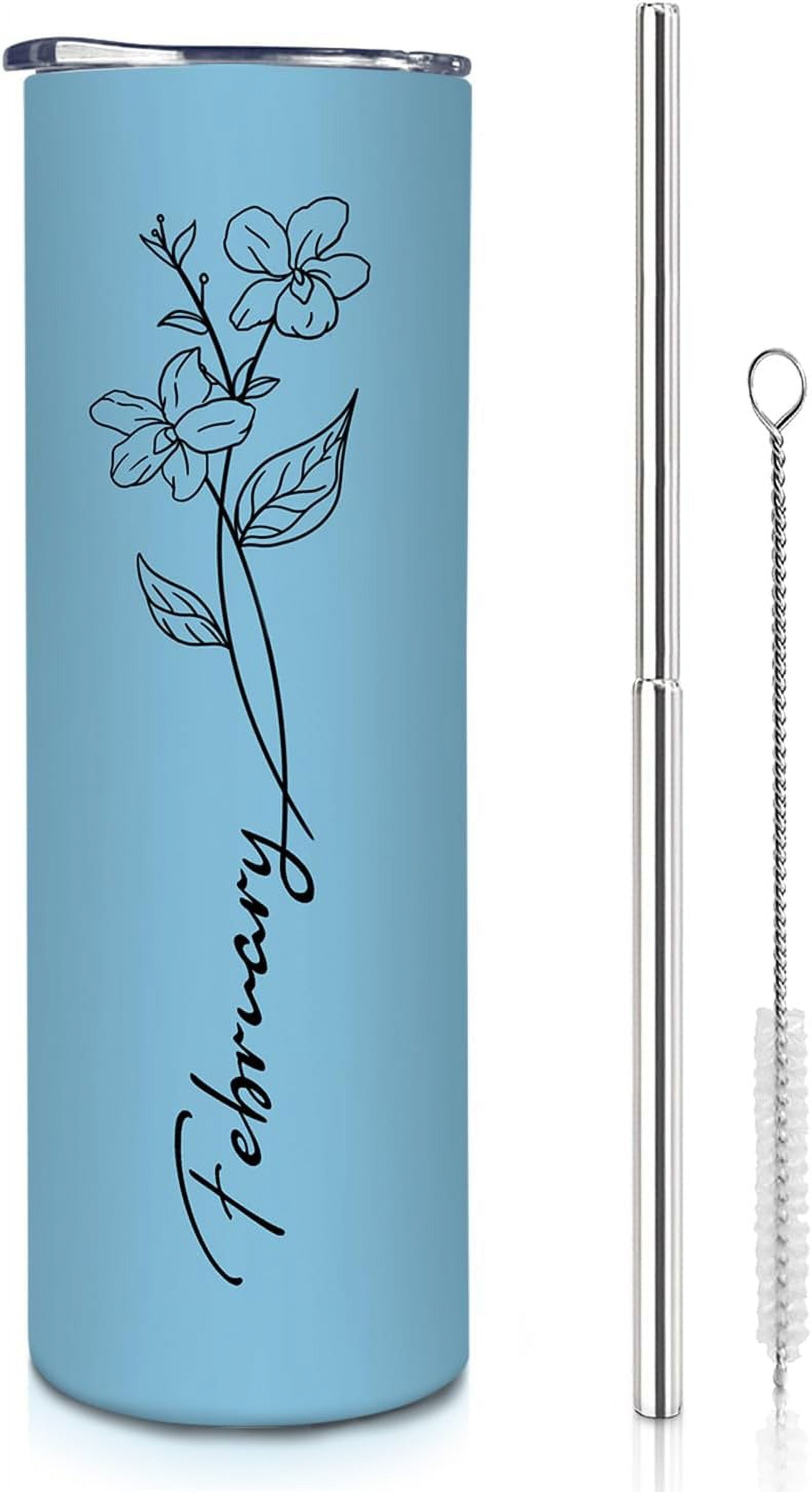 Birth Flower Skinny Stainless steel Tumbler for Women, Birthday Gift ...