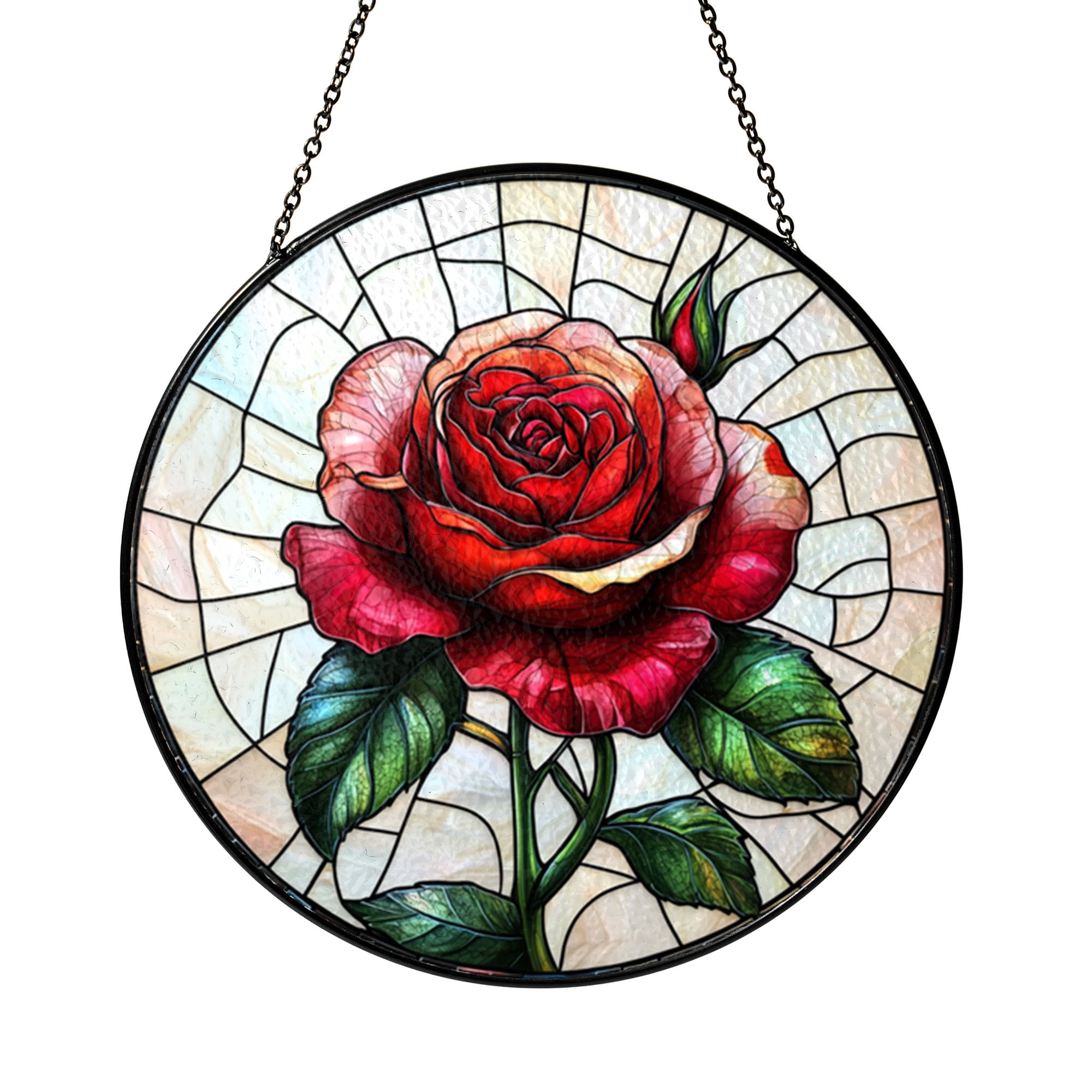 Birth Flower Stained Glass Style Suncatcher, Botanical Window Hanging ...