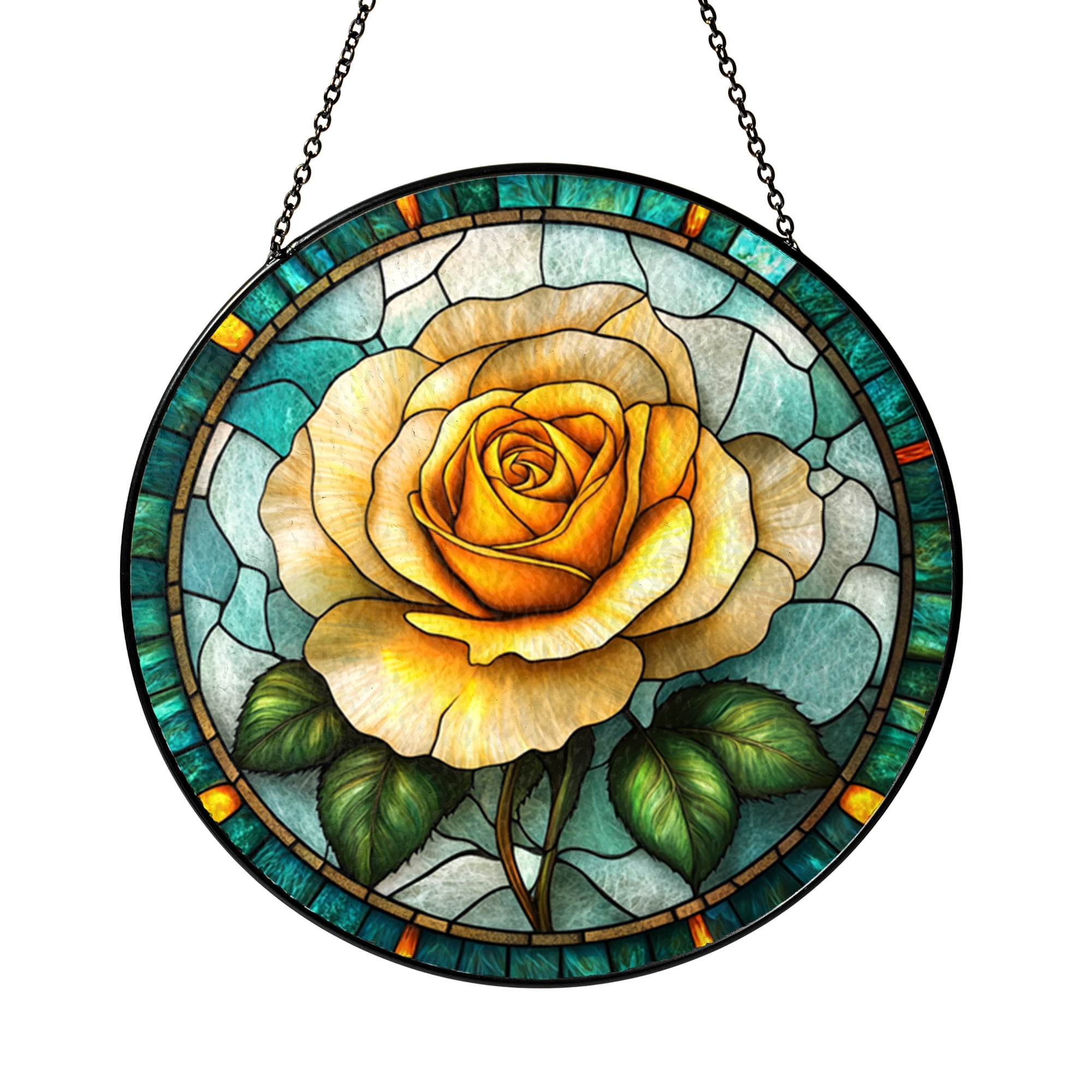 Birth Flower Window Hanging Suncatcher, Stained Glass Style Botanical ...