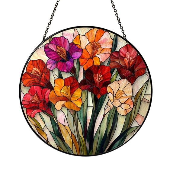 Birth Flower Window Suncatcher, Stained Glass Inspired Floral Art for ...