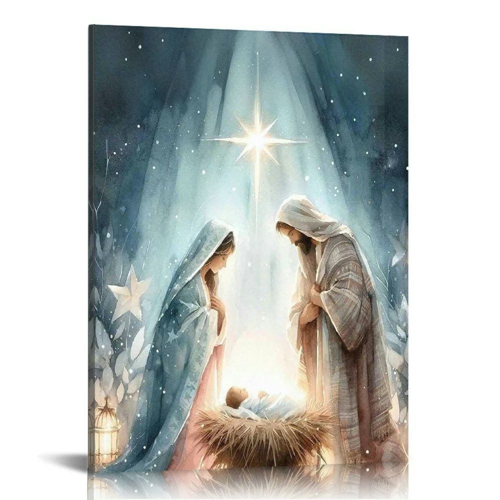 Birth of Jesus Art Nativity Painting Star of Bethlehem Holy Family ...