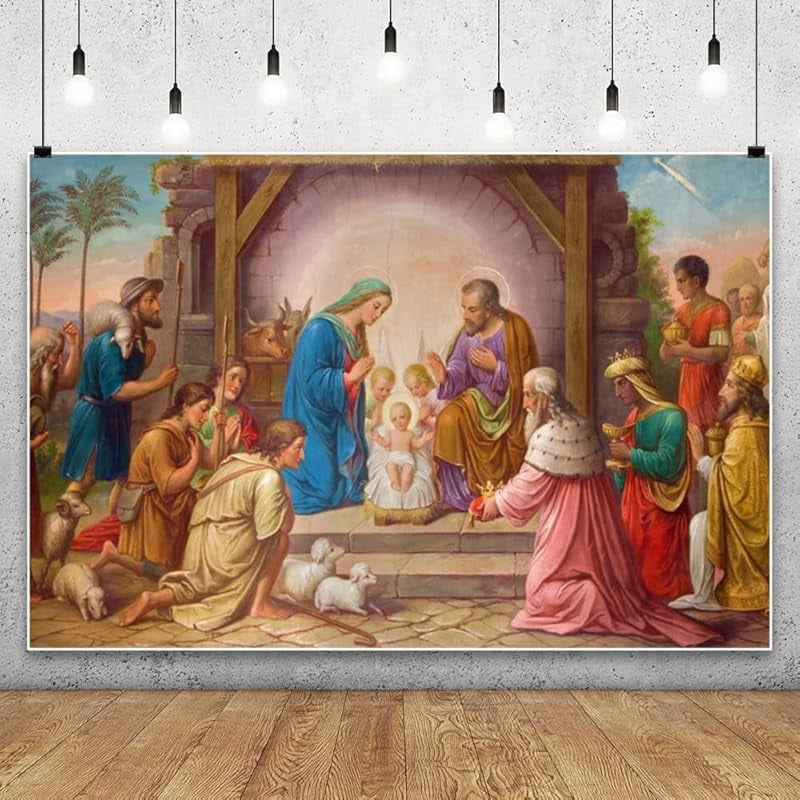 Birth of Jesus Backdrop Christmas Nativity Photography Backdrop ...