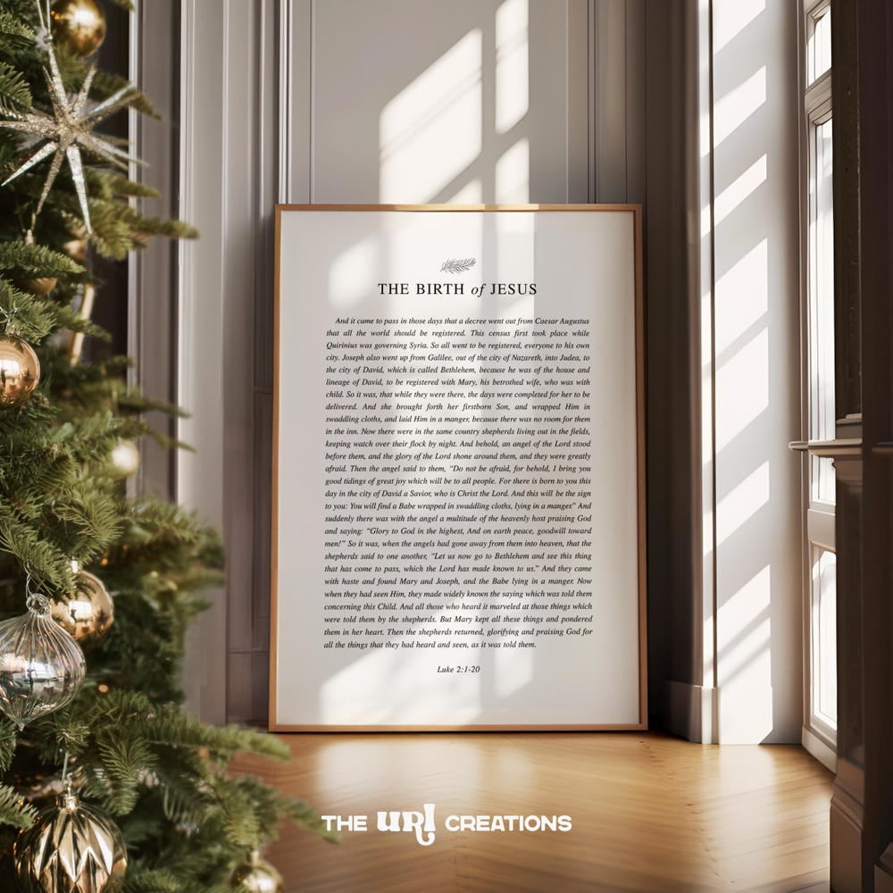 The Birth Of Jesus Print, Noel Christian Wall Art Print Bible Verse ...