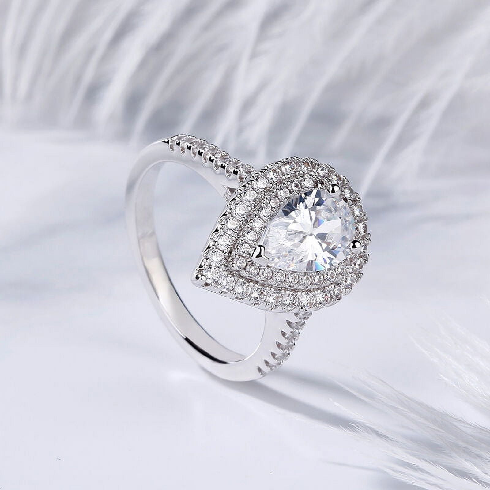 Birth Jewel 14K White Gold Rings - Pear Cut Excellent 1.59 Ct Diamond ...