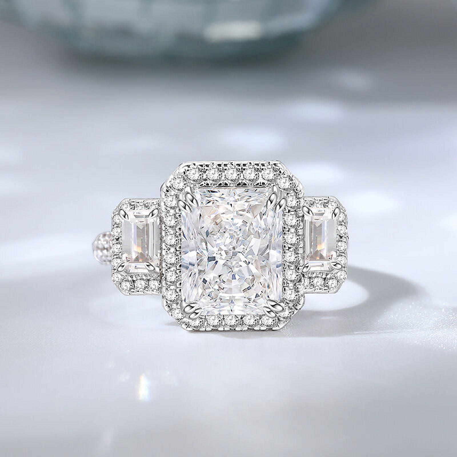 Birth Jewel 14K White Gold Rings - Radiant Cut 2 Ct Excellent Diamond ...