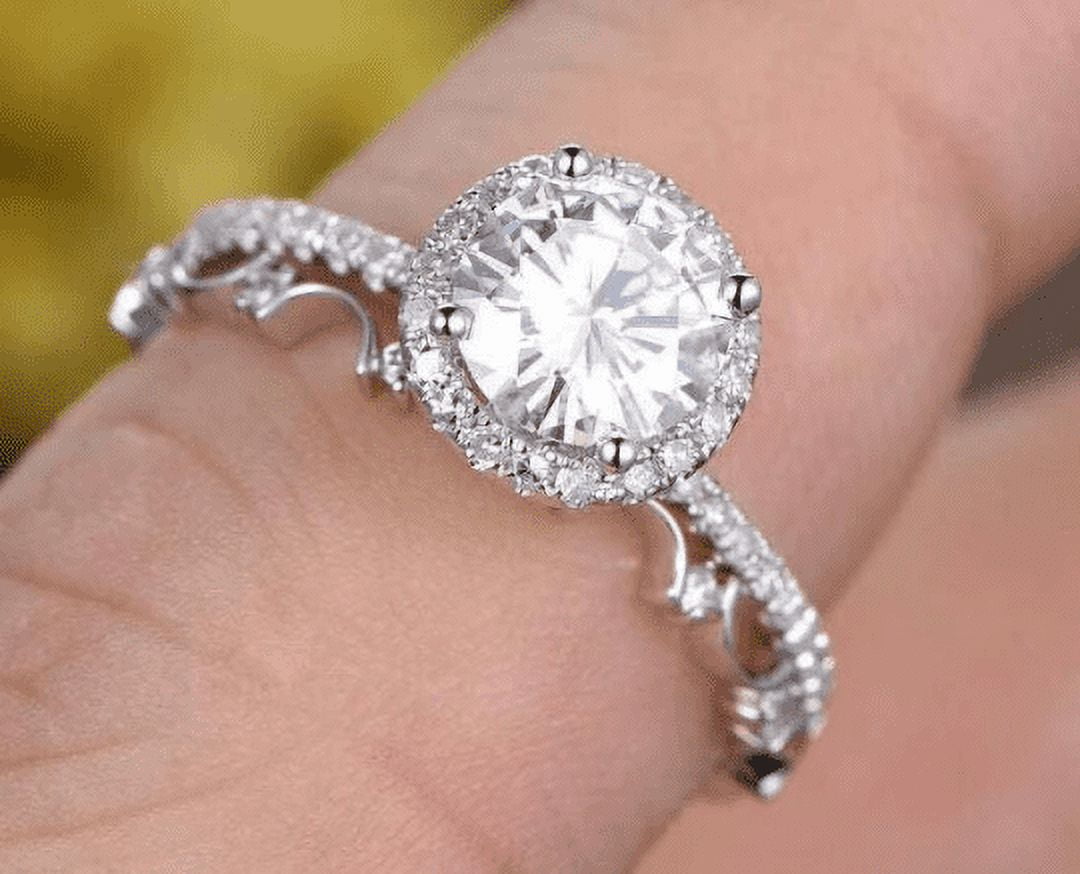 Birth Jewel 14K White Gold Women's Wedding Rings – 1.8 Ct Round ...