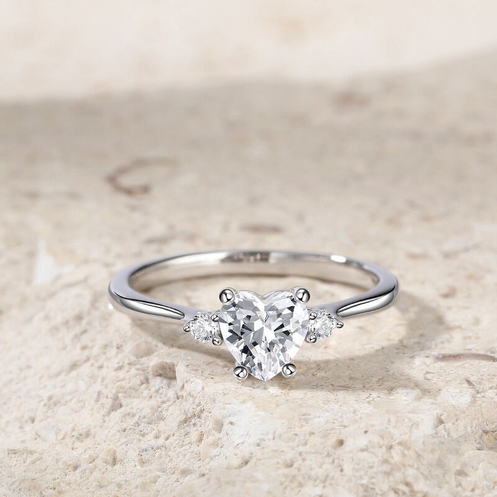 Birth Jewel 2.5 Ct Heart Cut Lab Simulated Diamond Ring - 14K White ...