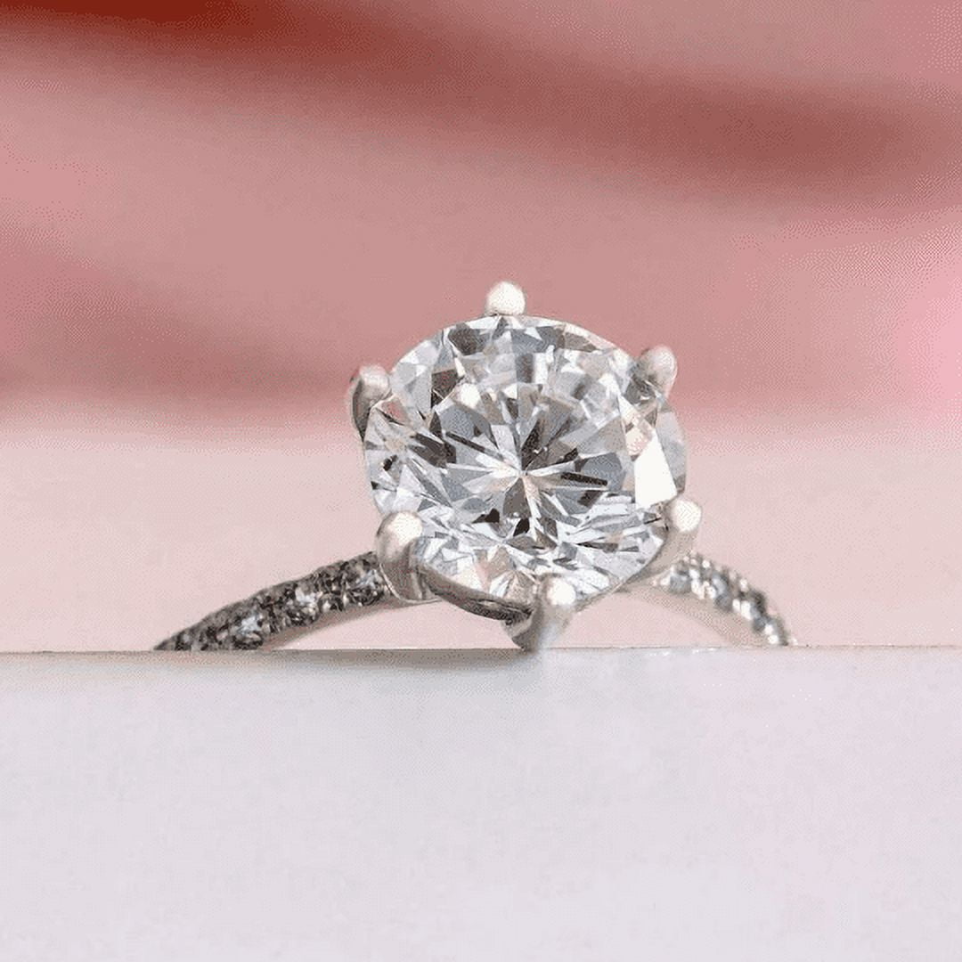 Birth Jewel 2 Ct Round Brilliant Cut Diamond Ring – 14K White Gold ...