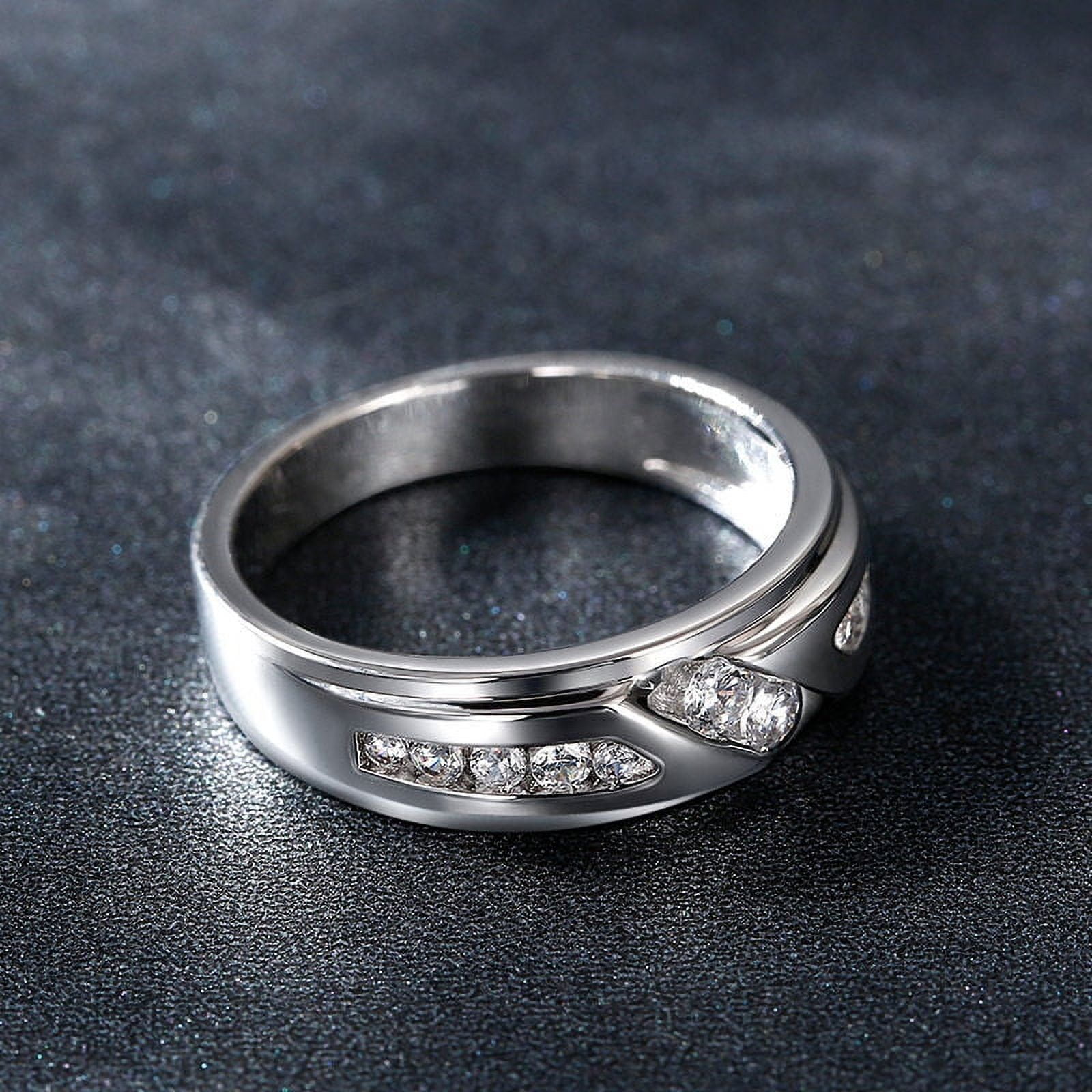 Birth Jewel Men’s 14K White Gold Wedding Anniversary Band - 3 Ct Round ...