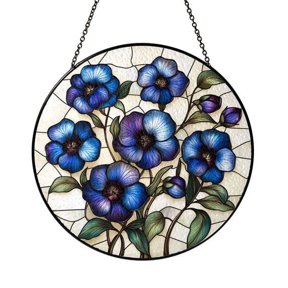Birth Month Flower Glass Suncatcher Window Hanging Decor, Floral Light ...