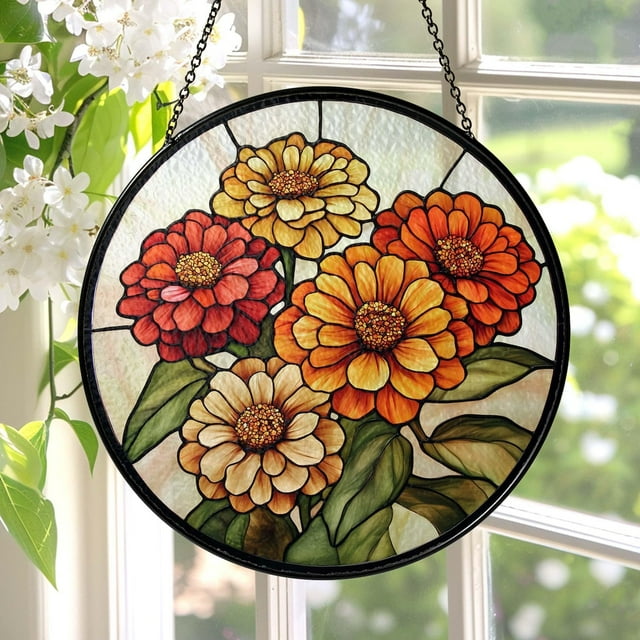 Birth Month Flower Stained Glass Suncatcher, Custom Floral Home Decor ...