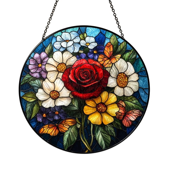 Birth Month Flower Stained Glass Suncatcher Window Hanging, Botanical ...