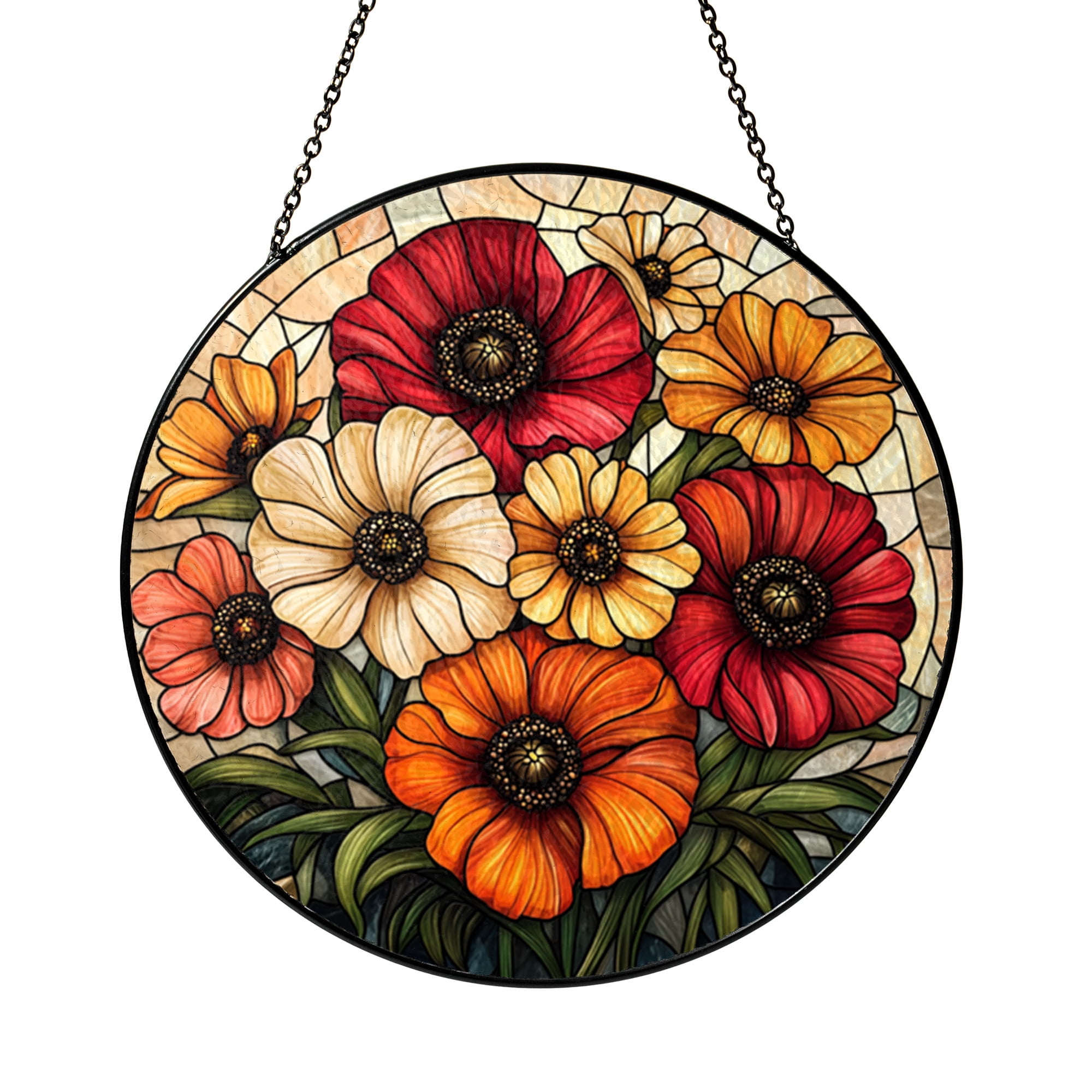 Birth Month Flower Stained Glass Suncatcher Window Hanging, Floral ...