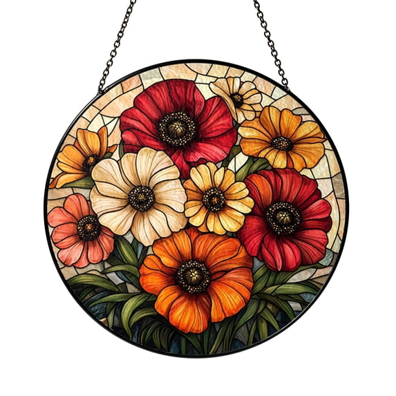 Birth Month Flower Stained Glass Suncatcher Window Hanging, Floral ...