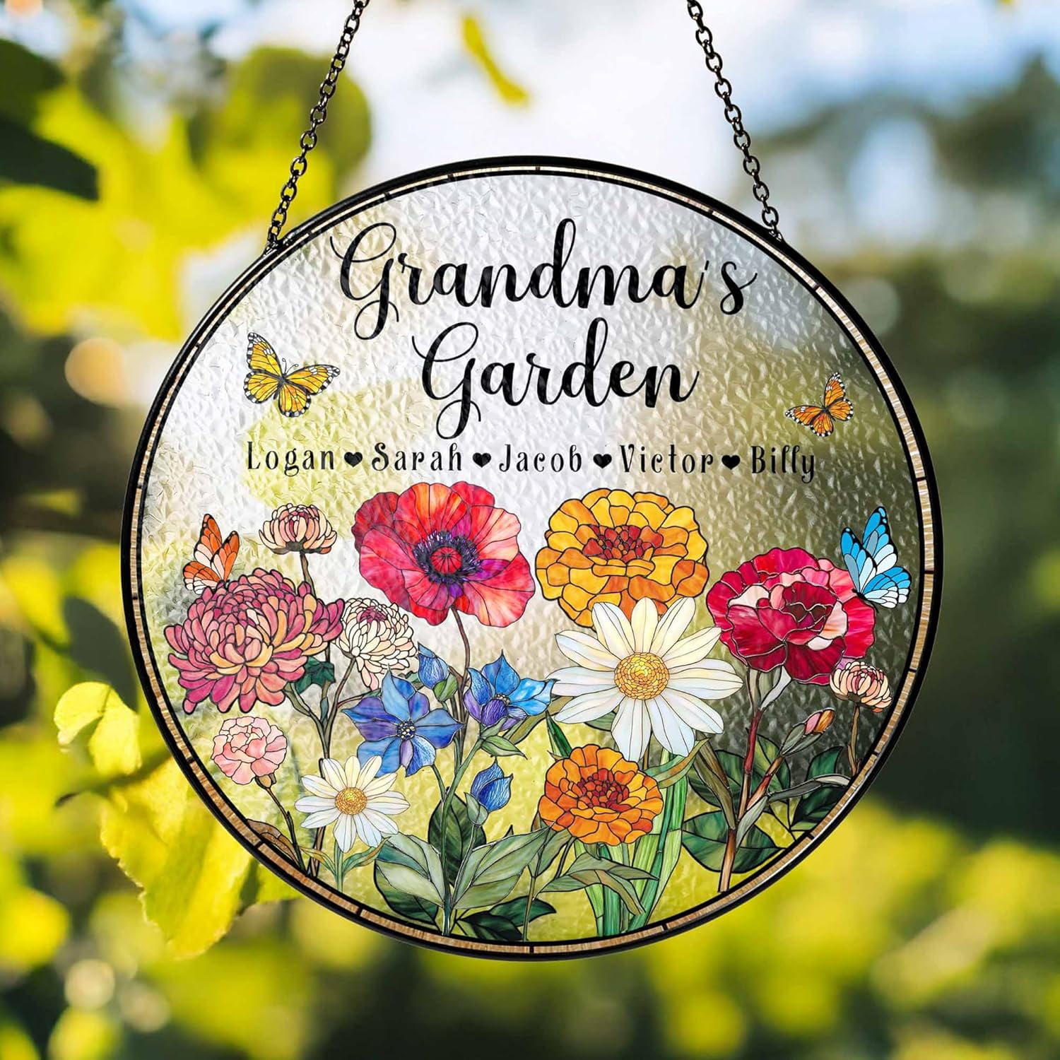 Birth Month Flowers Grandma's Garden Glass Suncatcher, Birth Flower ...